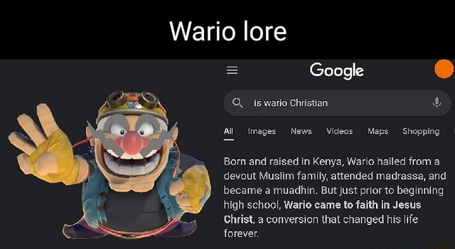 Wario lore = Google is wario Ghristian All Images News Videos Meps ...
