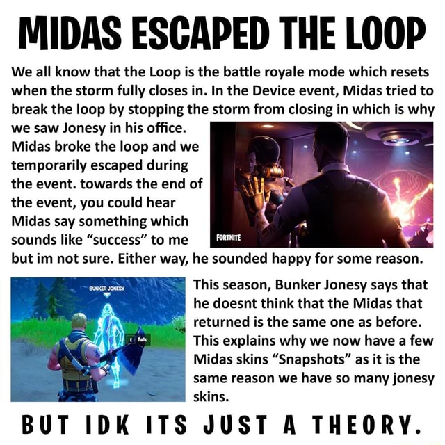 MIDAS ESCAPED THE LOOP We all know that the Loop is the battle royale ...