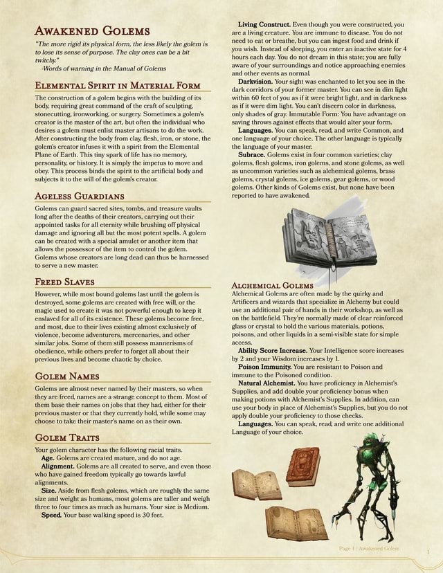 AWAKENED GOLEMS "The more rigid its physical form, the less likely the ...
