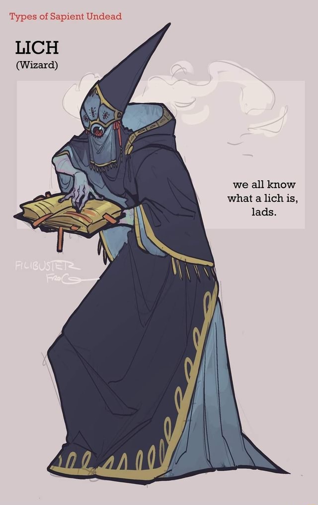 Types of Sapient Undead LICH (Wizard) we all know what a lich is, lads ...