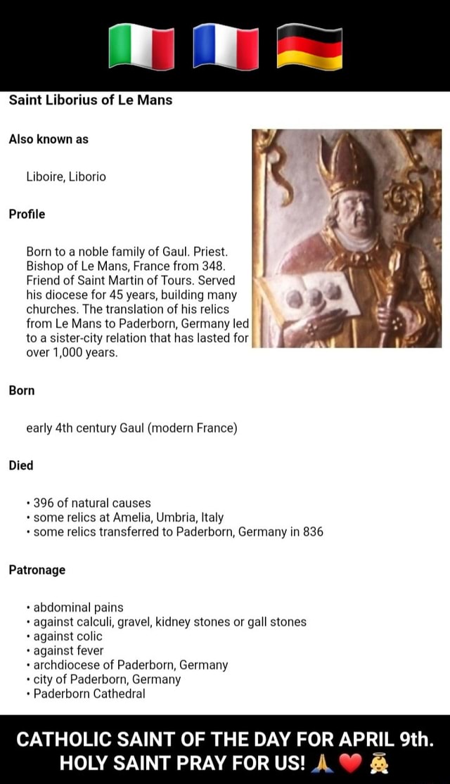 Saint Liborius of Le Mans Also known as Profile Liboire, Liborio Born ...