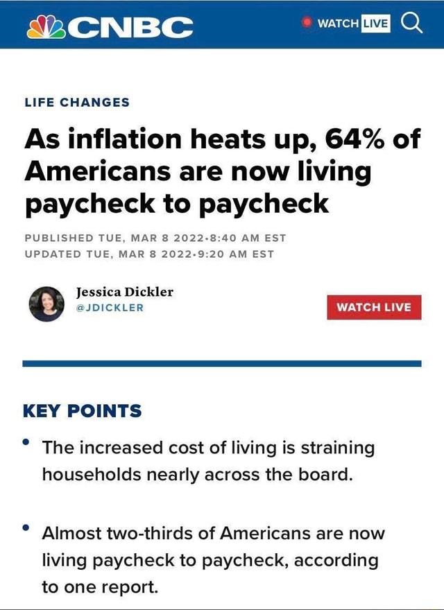 LIFE CHANGES As inflation heats up, 64% of Americans are now living ...