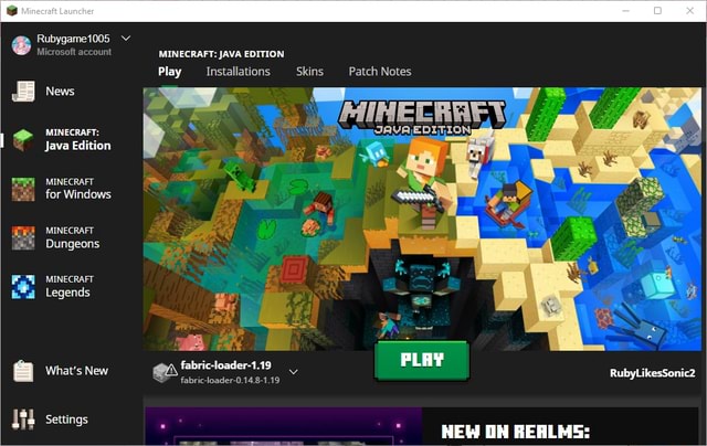 Rubygame1005 Microsoft account MINECRAFT: JAVA EDITION Play ...