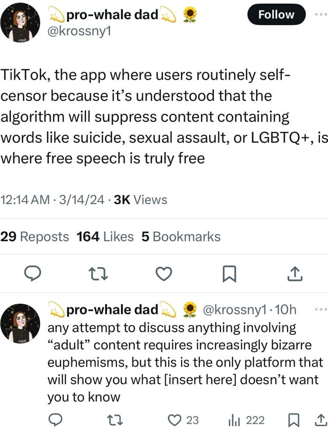 Dad.) Follow TikTok, the app where users routinely self- censor because ...