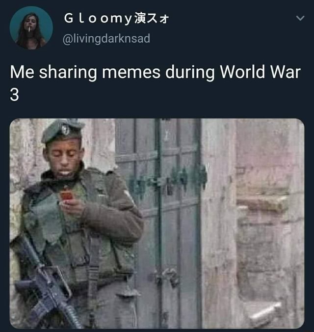 @livingdarknsad Me sharing memes during World War - iFunny