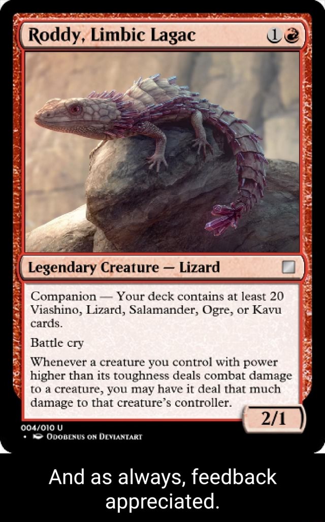 Lagac Legendary Lizard Companion Yo our deck contains at least 20 ...