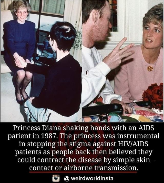 Princess Diana shaking hands with an AIDS patient in 1987. The princess ...