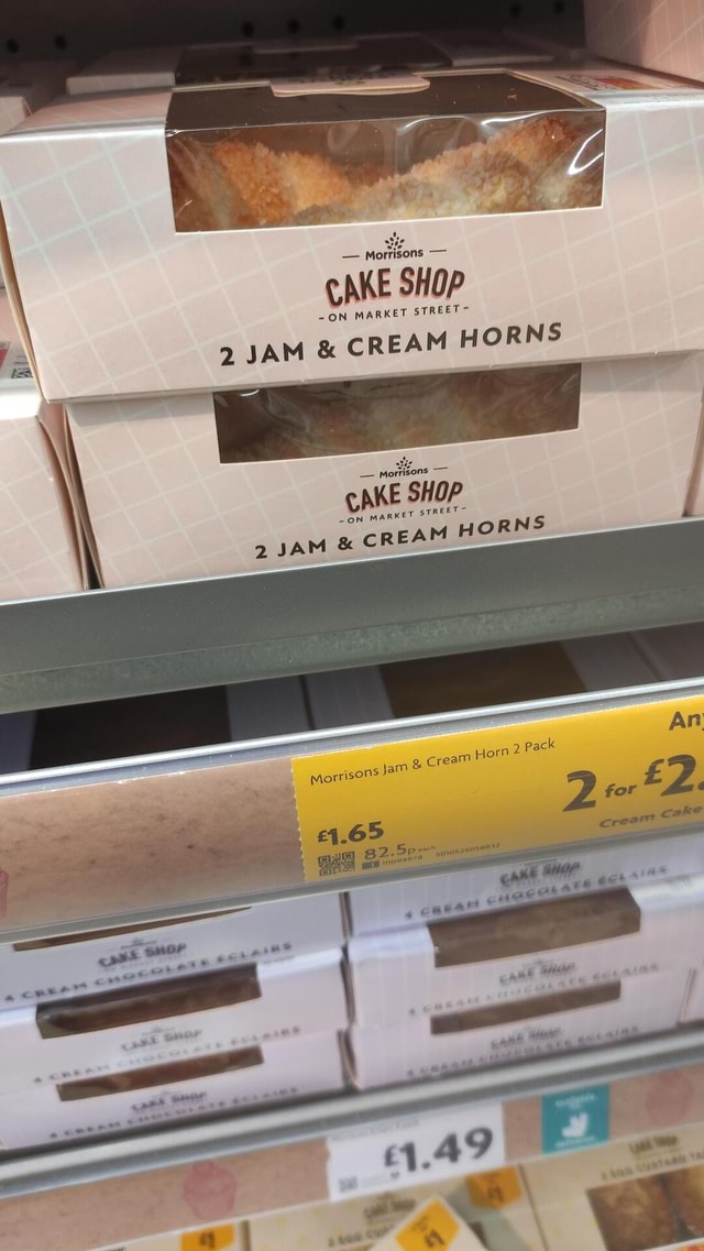 - Morrisons \ CAKE SHOP -ON MARKET STREET= 2 JAM & CREAM HORNS ...