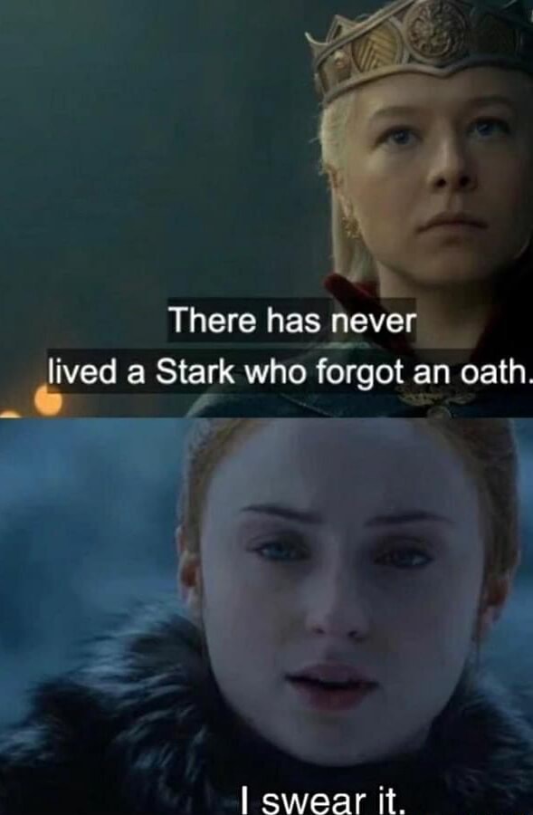 There has never lived Stark who forgot an oath. I swear it. - iFunny