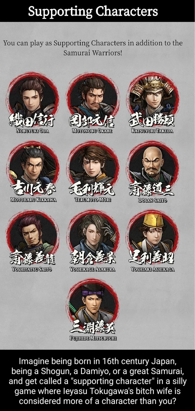 Supporting Characters You can play as Supporting Characters in addition ...