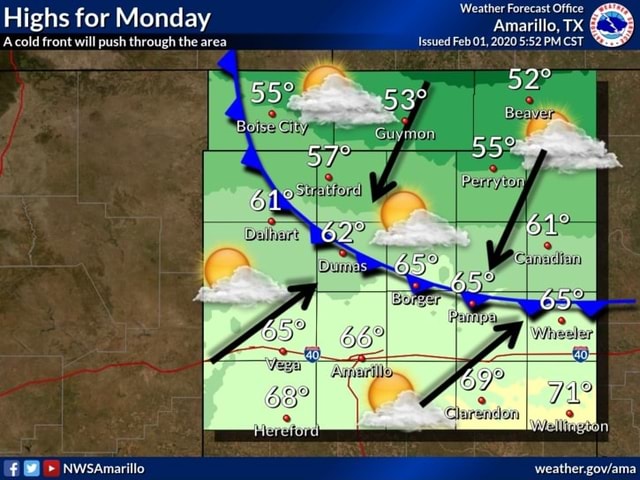 Weather Forecast Office Highs for Monday Amarillo, TX A cold front will ...