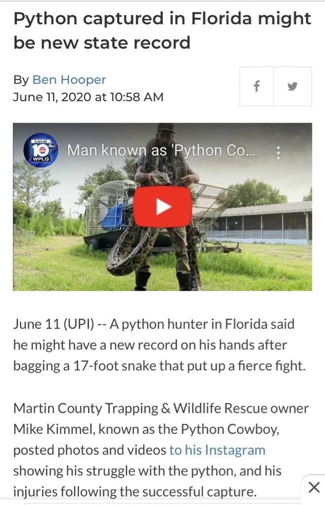 Python captured in Florida might be new state record By Ben Hooper f ...
