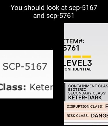 You should look at scp-5167 and scp-5761 SCP-5167 lass: Kete SECONDARY ...