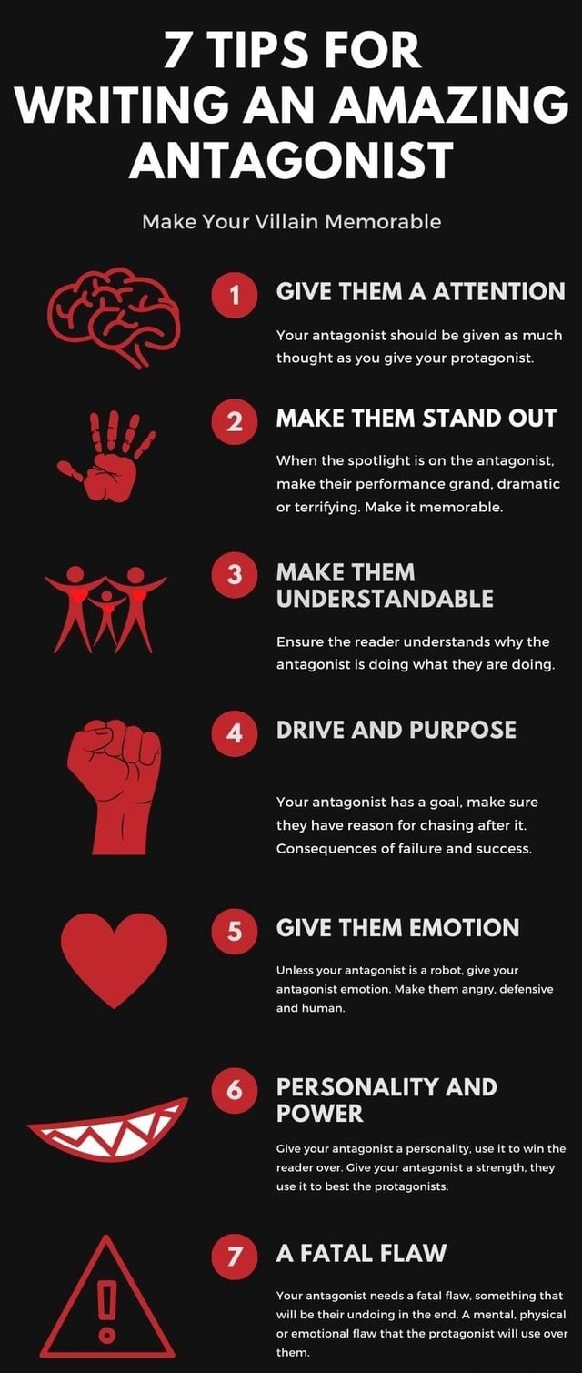 7 TIPS FOR WRITING AN AMAZING ANTAGONIST Make Your Villain Memorable ...