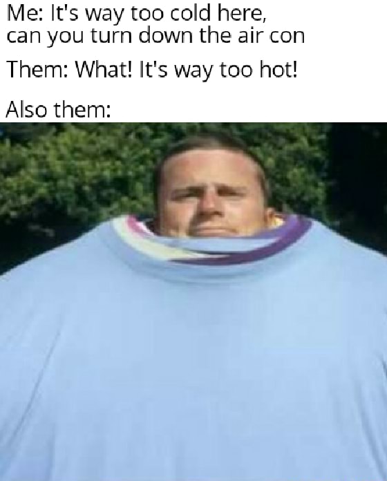 Me: It's way too cold here, can you turn down the air con Them: What ...