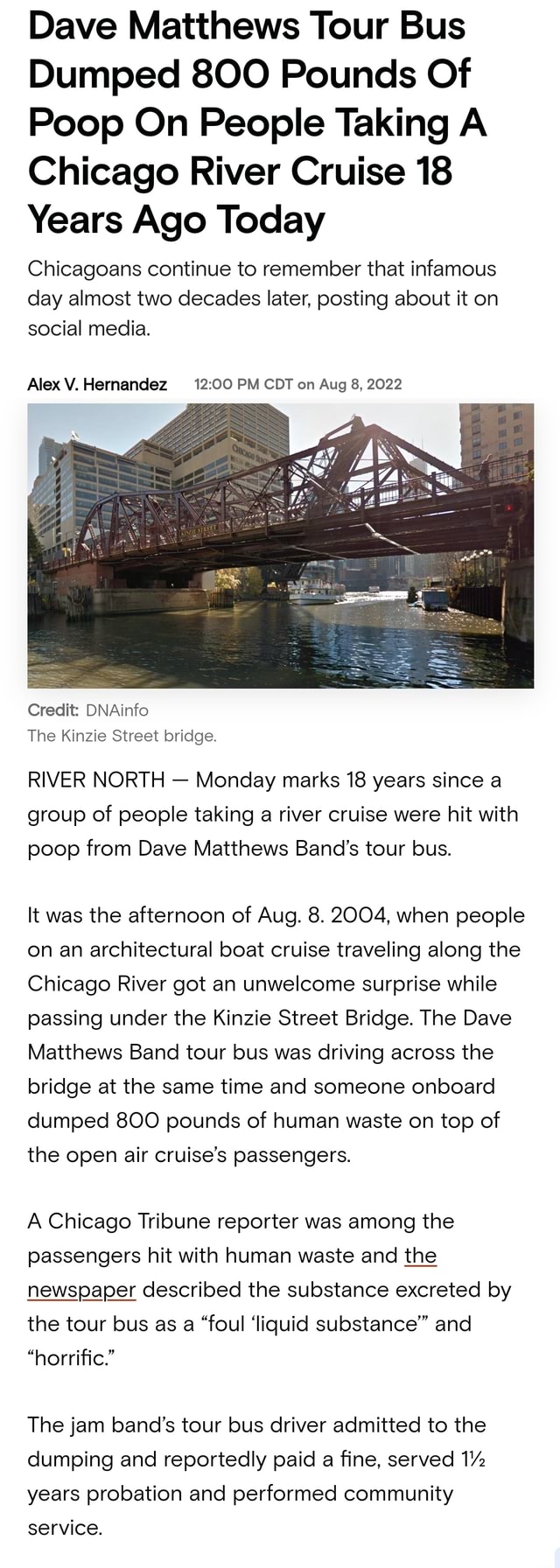 Dave Matthews Tour Bus Dumped 800 Pounds Of Poop On People Taking /A ...