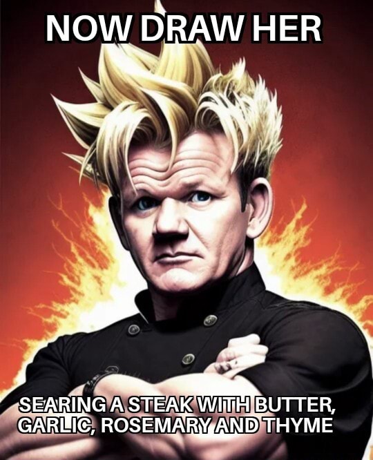 NOW DRAW HER SEARING ANS STEAK WITH BUTTER, GARLIC) ROSEMARY AN AND ...