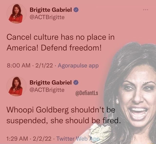 Brigitte Gabriel @ACTBrigitte Cancel culture has no place in America ...
