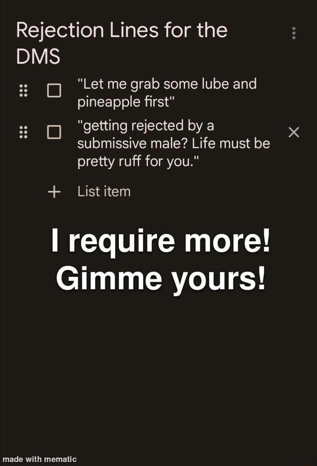 No reaction memes I want your cleverest lines - Rejection Lines for the ...