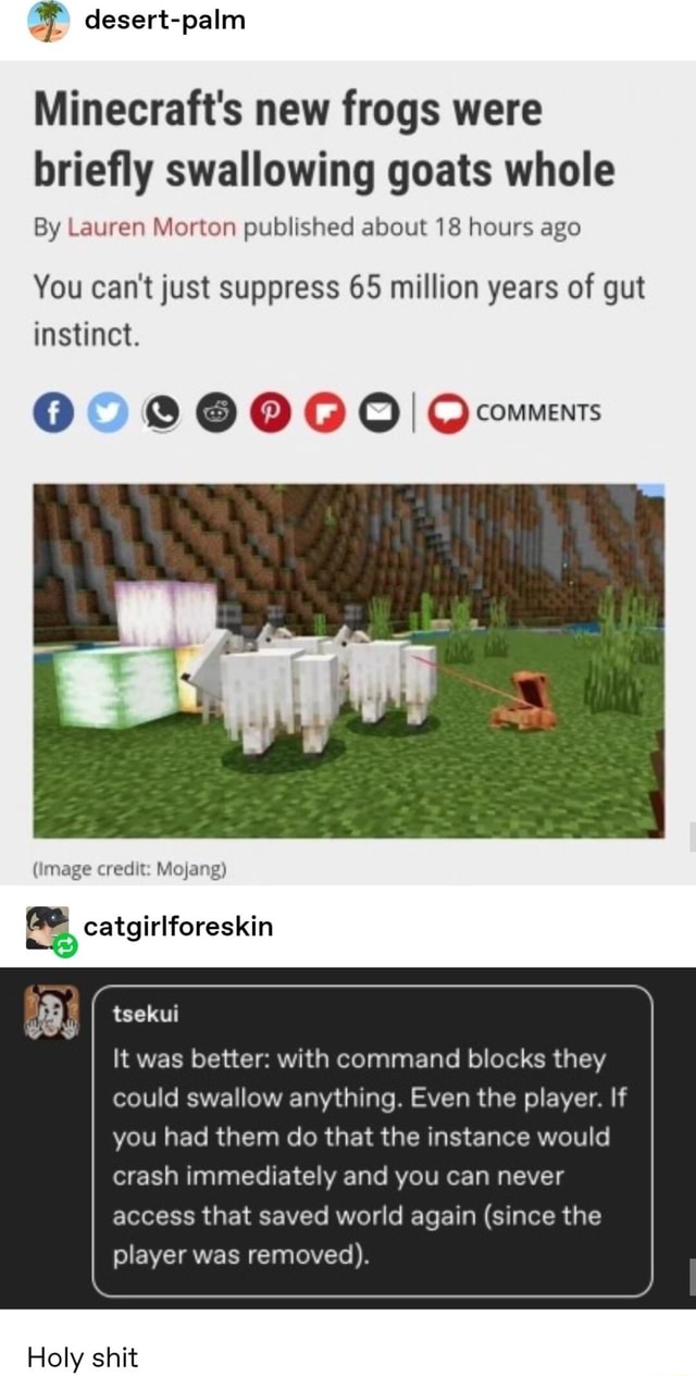 Desert-palm Minecraft's new frogs were briefly swallowing goats whole ...