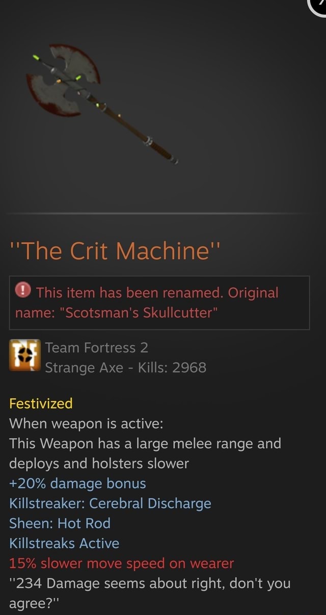 "The Crit Machine" O This item has been renamed. Original name ...