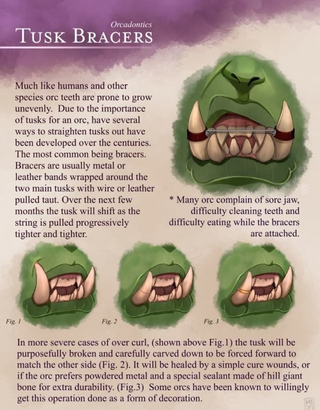 Orcadontics 'Tusk BRACERS Much like humans and other species orc teeth ...