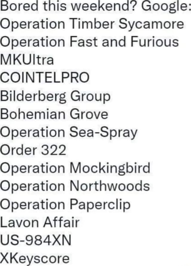 Bored this weekena'? Google: Operation Timber Sycamore Operation Fast ...