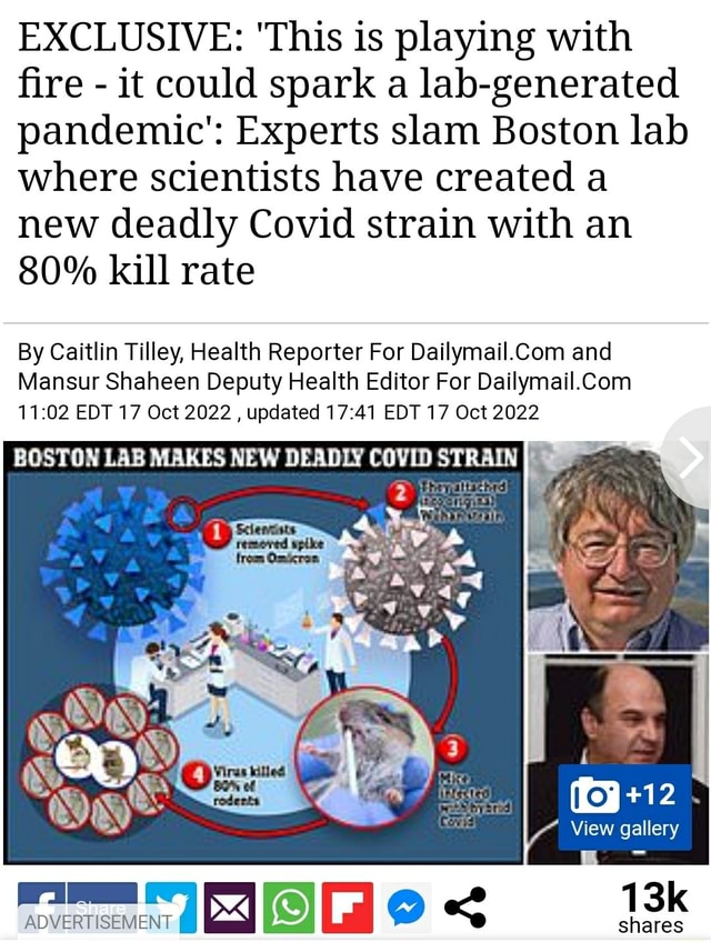 EXCLUSIVE: 'This is playing with fire - it could spark a lab-generated ...