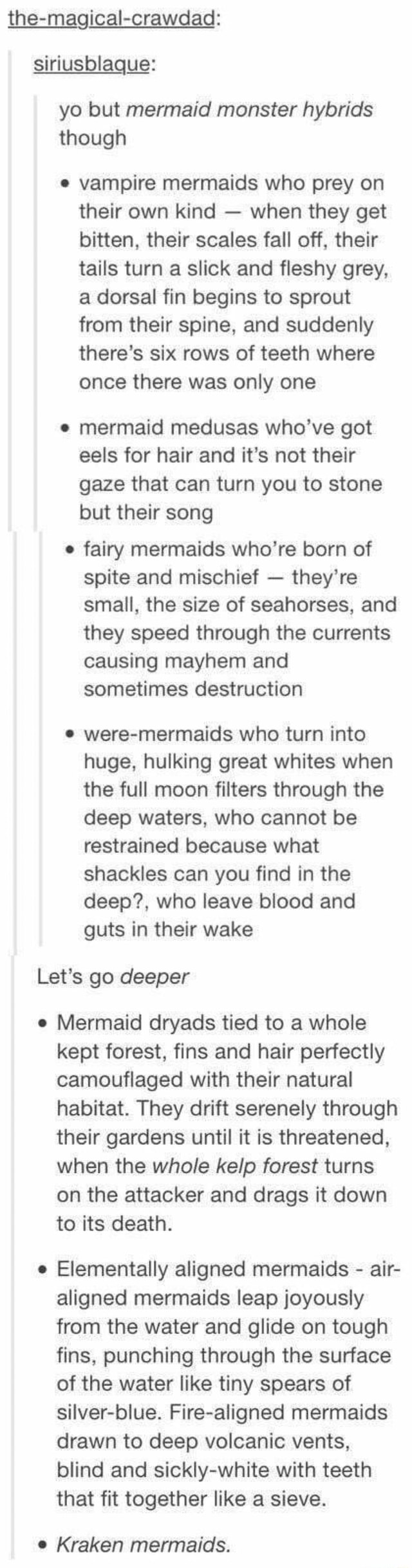 The-magical-crawdad: siriusblaque: yo but mermaid monster hybrids ...