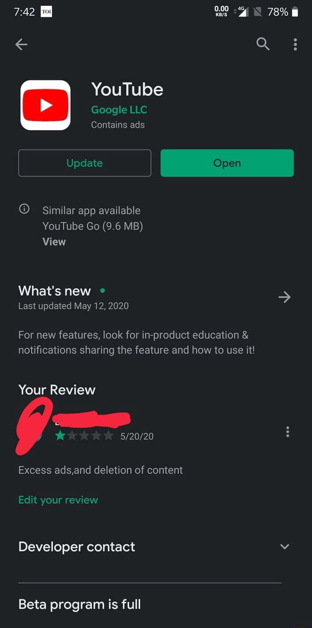 YouTube Google LLC Contains ads 78% Similar app available YouTube Go (9 ...
