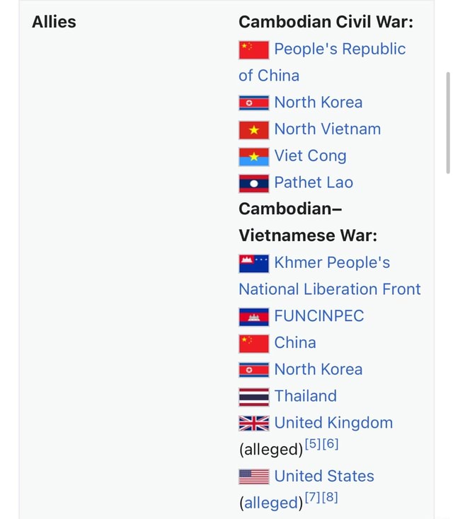 Allies Cambodian Civil War: People's Republic of China North Korea ...