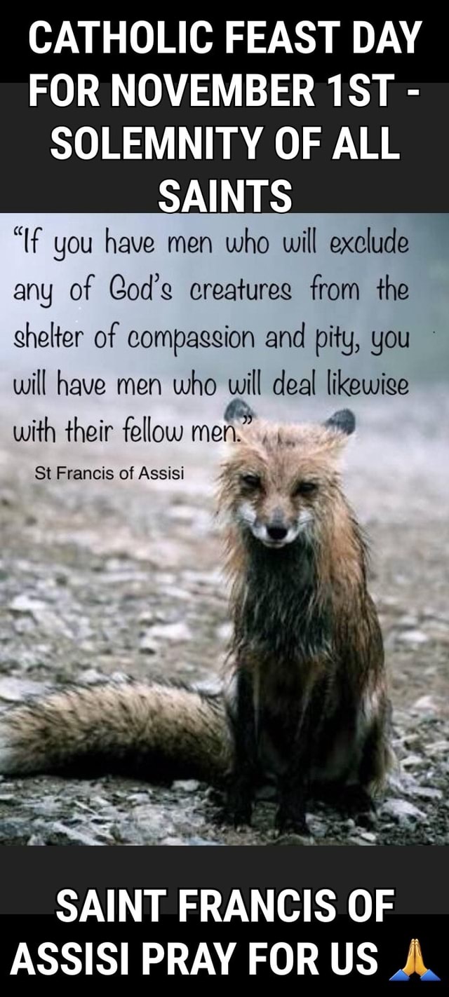 CATHOLIC FEAST DAY FOR NOVEMBER SOLEMNITY OF ALL SAINTS "If you have ...