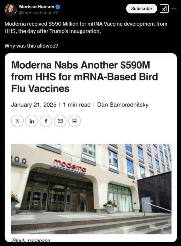 Moderna received $590 Million for mRNA Vaccine development from HHS ...