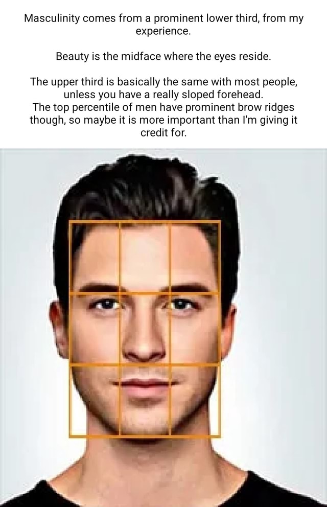 Masculinity comes from a prominent lower third, from my experience ...