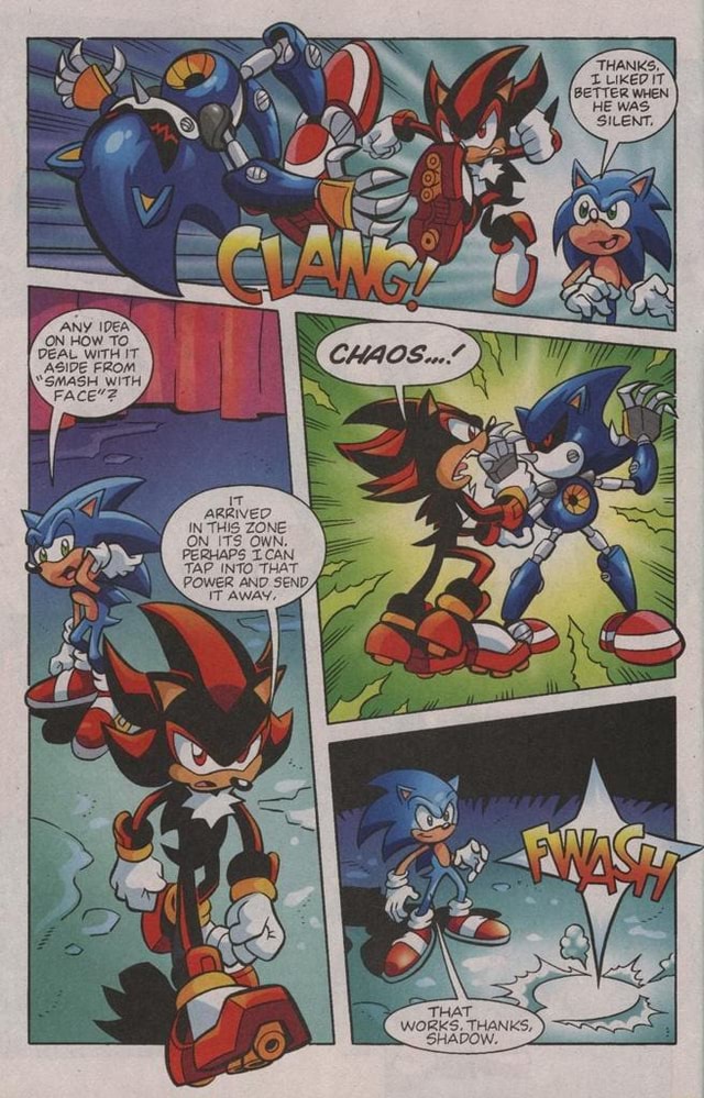 Archie: Shadow and Metal Sonic use Chaos Control to travel to the Sonic ...