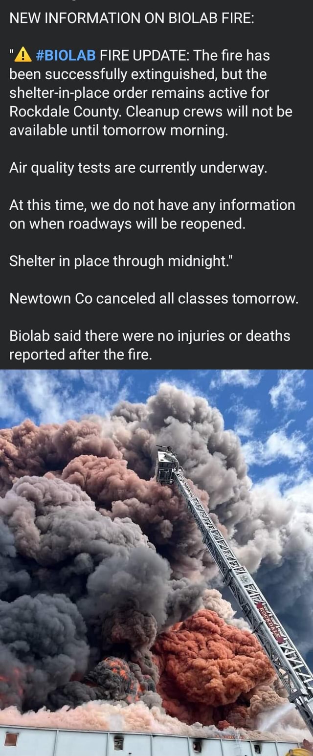 NEW INFORMATION ON BIOLAB FIRE: "4\ #BIOLAB FIRE UPDATE: The fire has ...