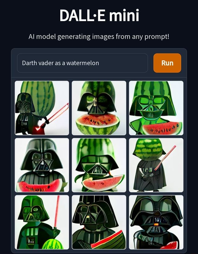 DALE mini Al model generating images from any prompt! Darth vader as a ...