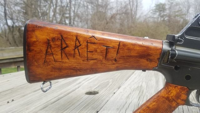 Completed the weathering for my Survivalist Rifle Replica Prop; a hand ...