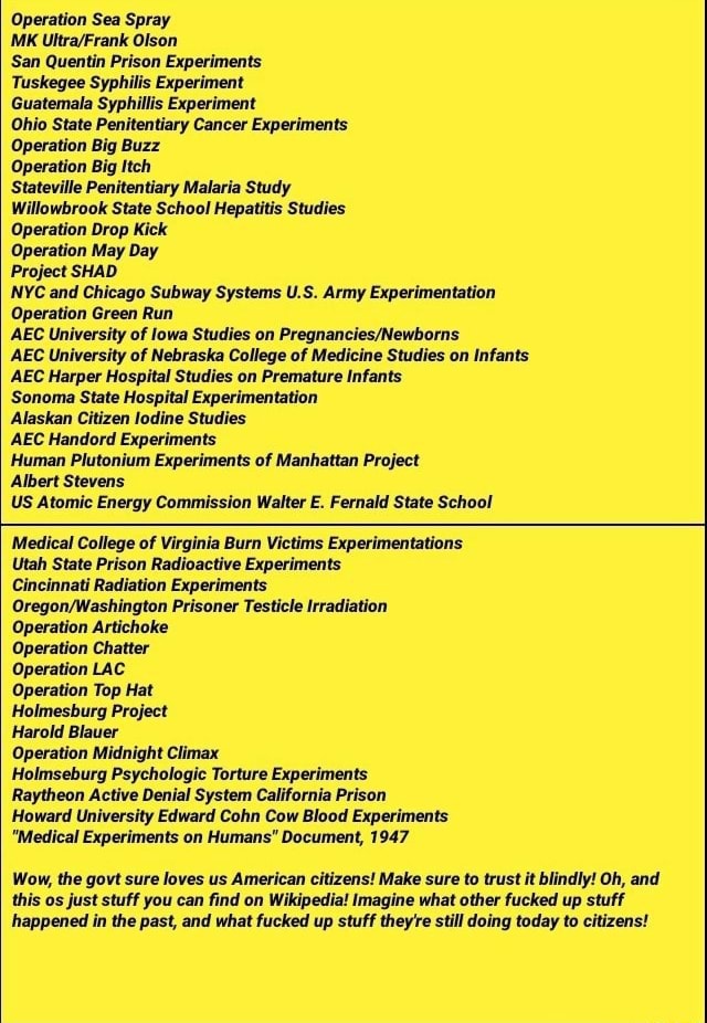 Operation Sea Spray MK Olson San Quentin Prison Experiments Tuskegee ...