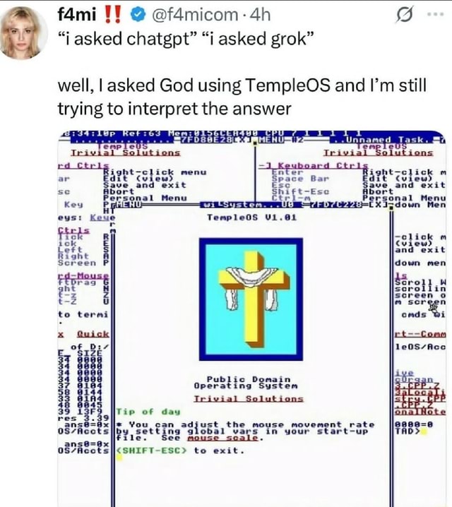 F4mi @ @f4micom- "i asked chatgpt" "i asked grok" well, I asked God ...