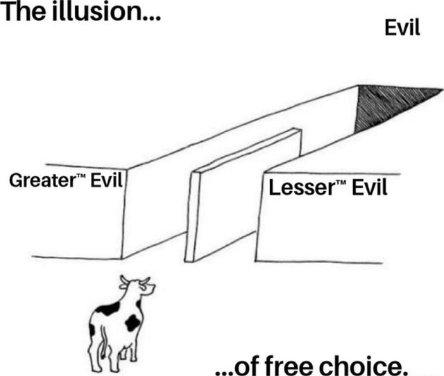 The illusion... Evil Evil Lesser" Evil of free choice. - iFunny
