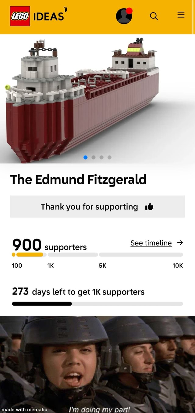 IDEAS = The Edmund Fitzgerald Thank you for supporting 1@ 900 ...