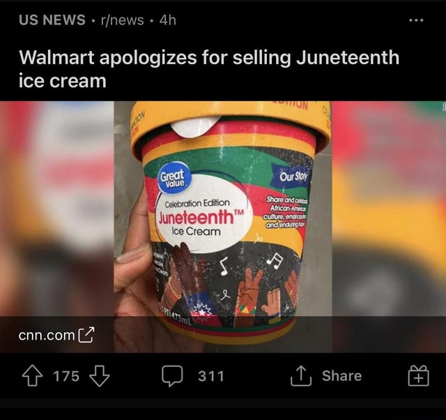 US NEWS - rfnews Walmart apologizes for selling Juneteenth ice cream ...
