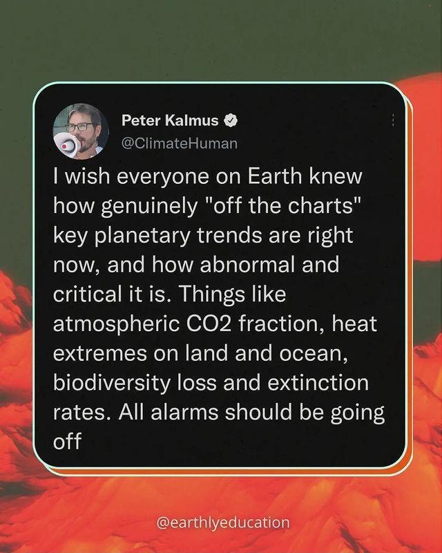 Peter Kalmus @ @ClimateHuman wish everyone on Earth knew how genuinely ...