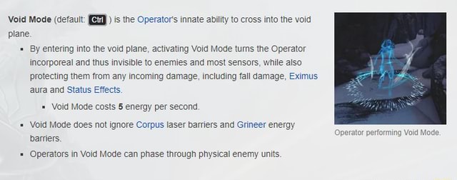 Void Strike - Void Mode (default ) is the Operator's innate ability to ...