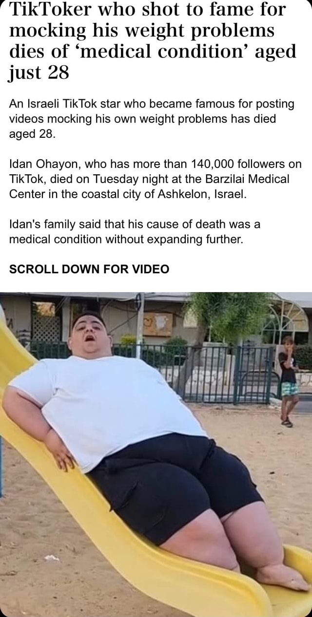 TikToker who shot to fame for mocking his weight problems dies of ...