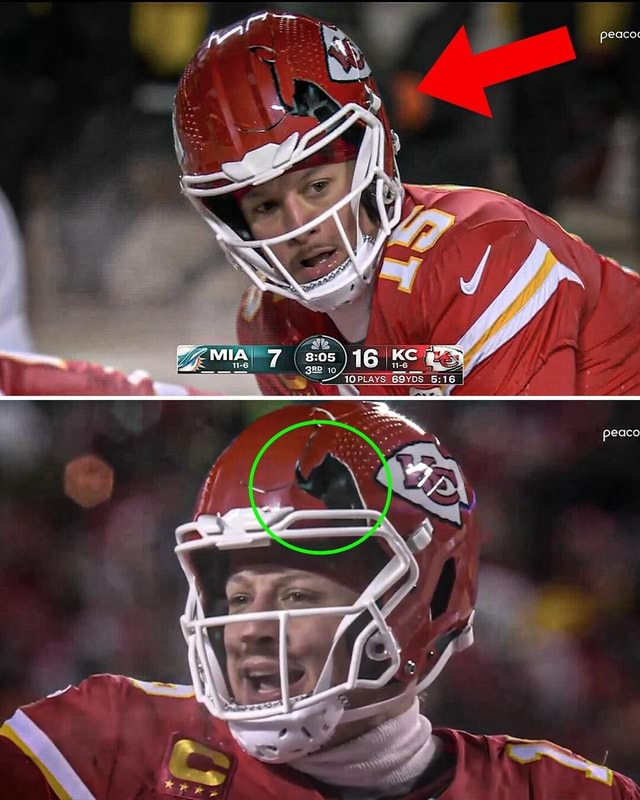 Patrick Mahomes’ helmet shattered after this play 😯 (📺 Peacock ...