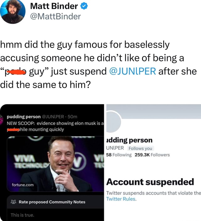 Matt Binder @MattBinder hmm did the guy famous for baselessly accusing ...