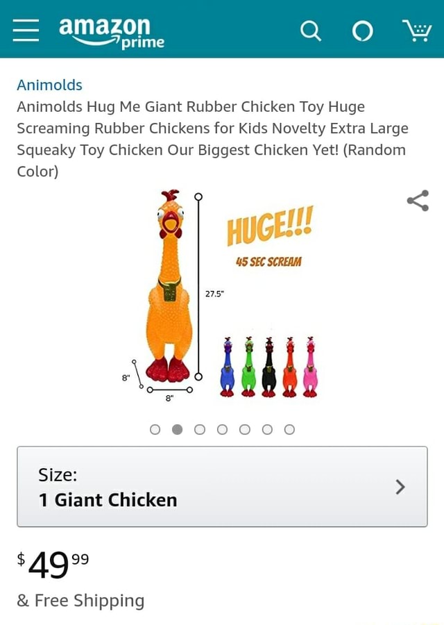 Amazon Animolds Hug Me Giant Rubber Chicken Toy Huge Screaming Rubber