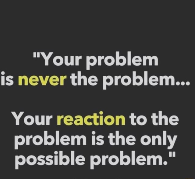 "Your problem is never the problem... Your reaction to the problem is ...